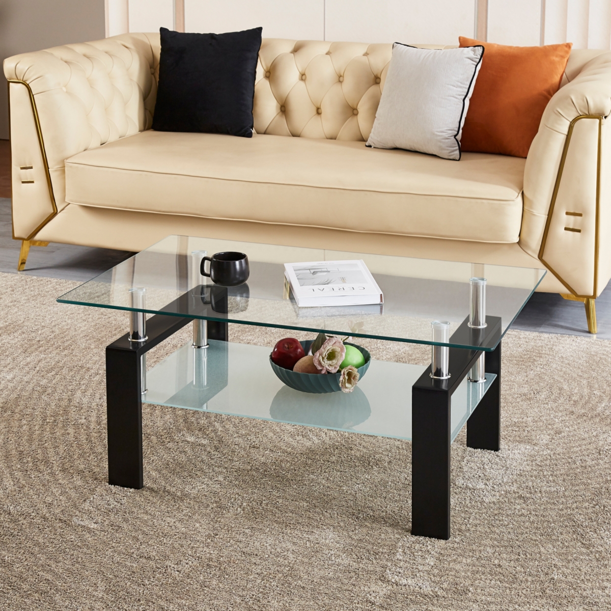 Click here for Simplie Fun Tempered Clear Glass Coffee Table  2-L... prices
