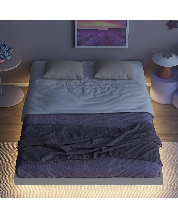 Simplie Fun LED-Lit Full Size Platform Bed, Grey - Macy's
