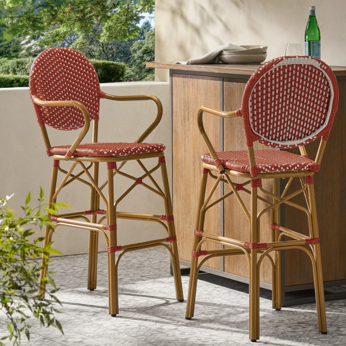 Click here for Streamdale Parisian-Inspired Aluminum Barstools wi... prices