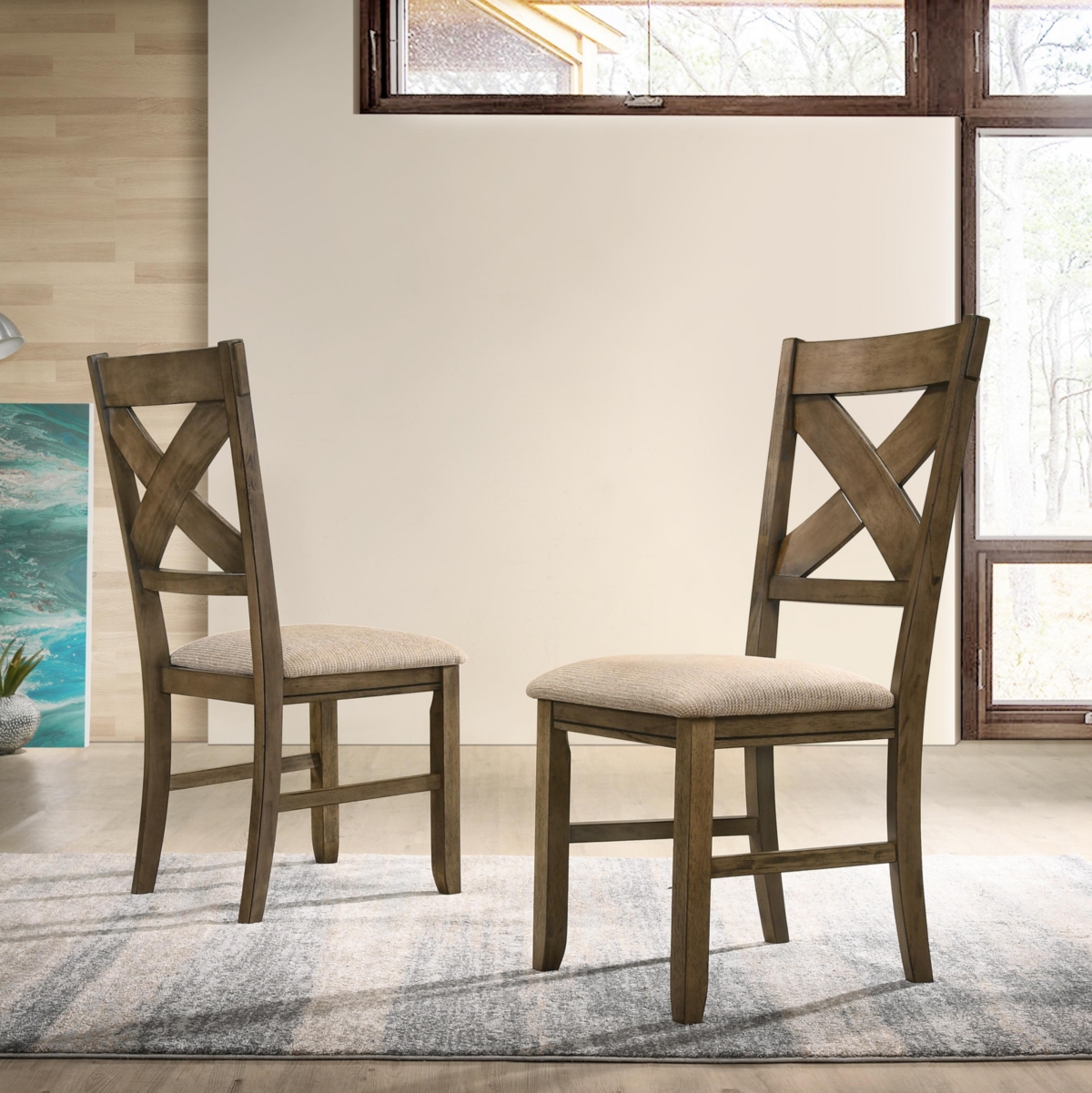 Click here for Streamdale Wood Fabric Upholstered Dining Chair Se... prices