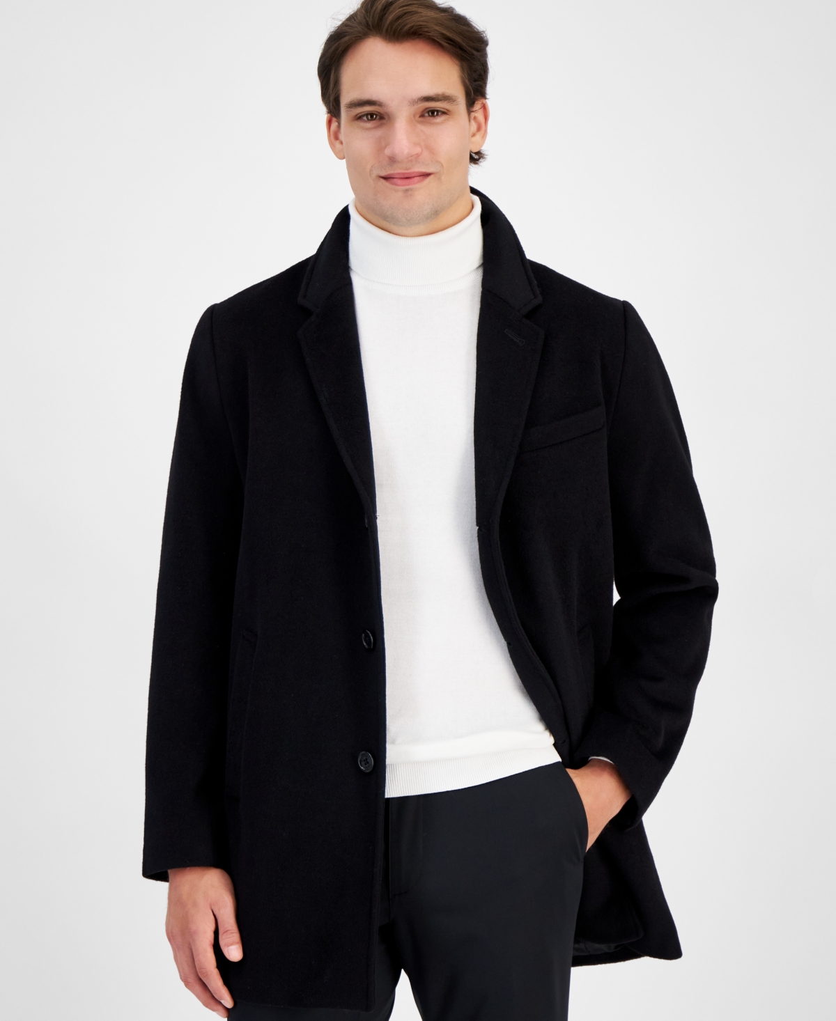 Click here for Michael Kors Mens Wool-Blend Car Coat - Black prices