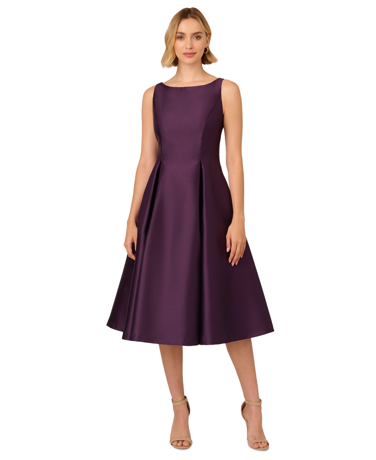 Click here for Adrianna Papell Boat-Neck A-Line Dress - Luxe Plum prices
