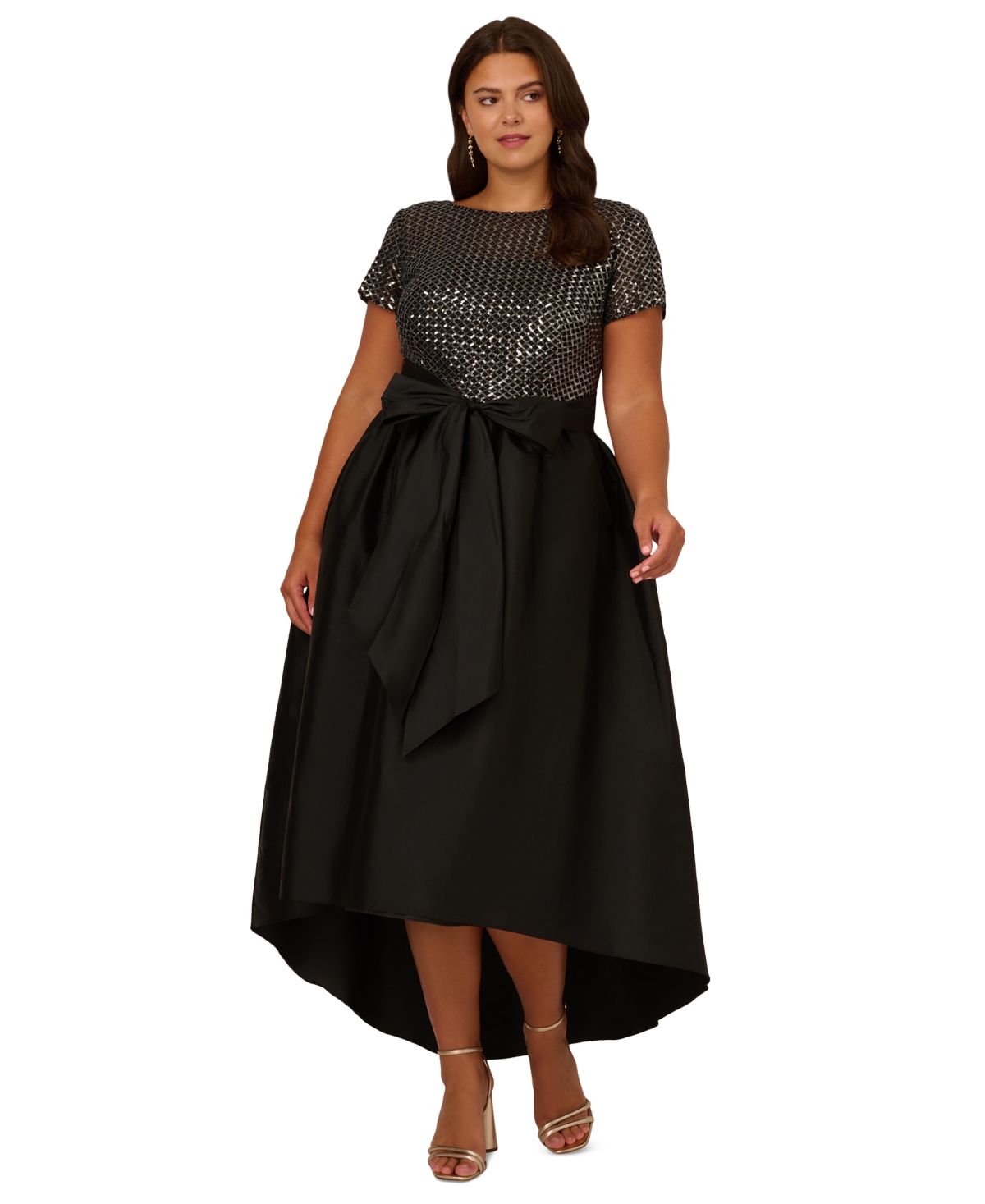 Click here for Adrianna Papell Plus Size Sequined High-Low Gown -... prices