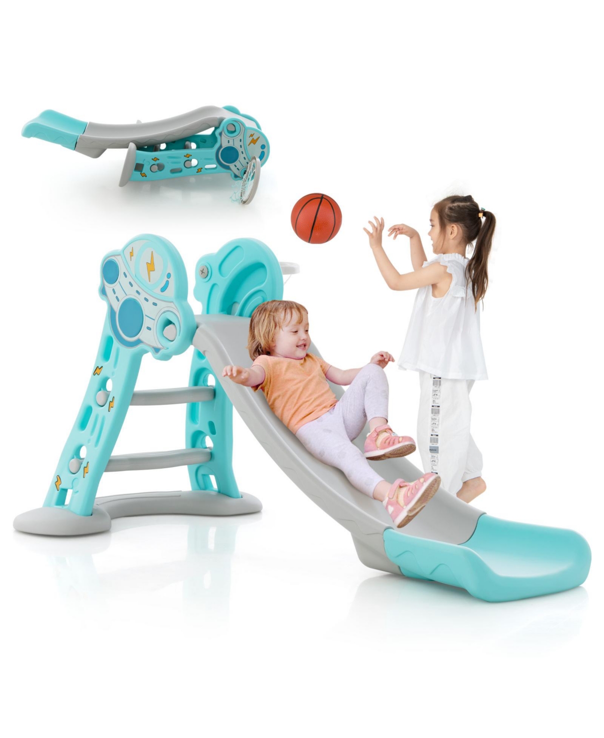 Click here for Costway Girls 3-in-1 Indoor Slide with Basketball... prices