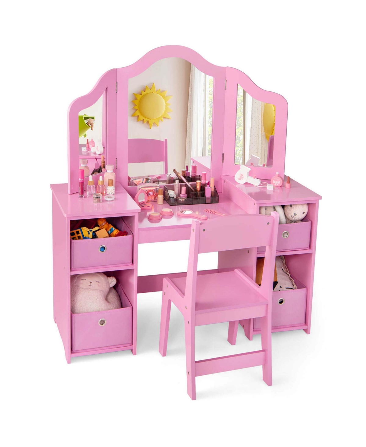 Click here for Costway Kids Vanity Table & Chair Set 2-in-1 Princ... prices