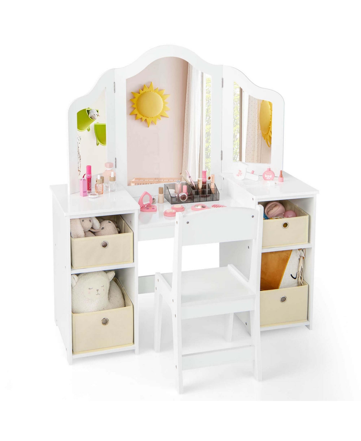 Click here for Costway Kids Vanity Table & Chair Set 2-in-1 Princ... prices