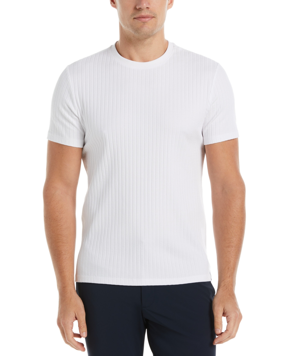 Click here for Perry Ellis Mens Rib Knit Crew Neck T-shirt - Brig... prices