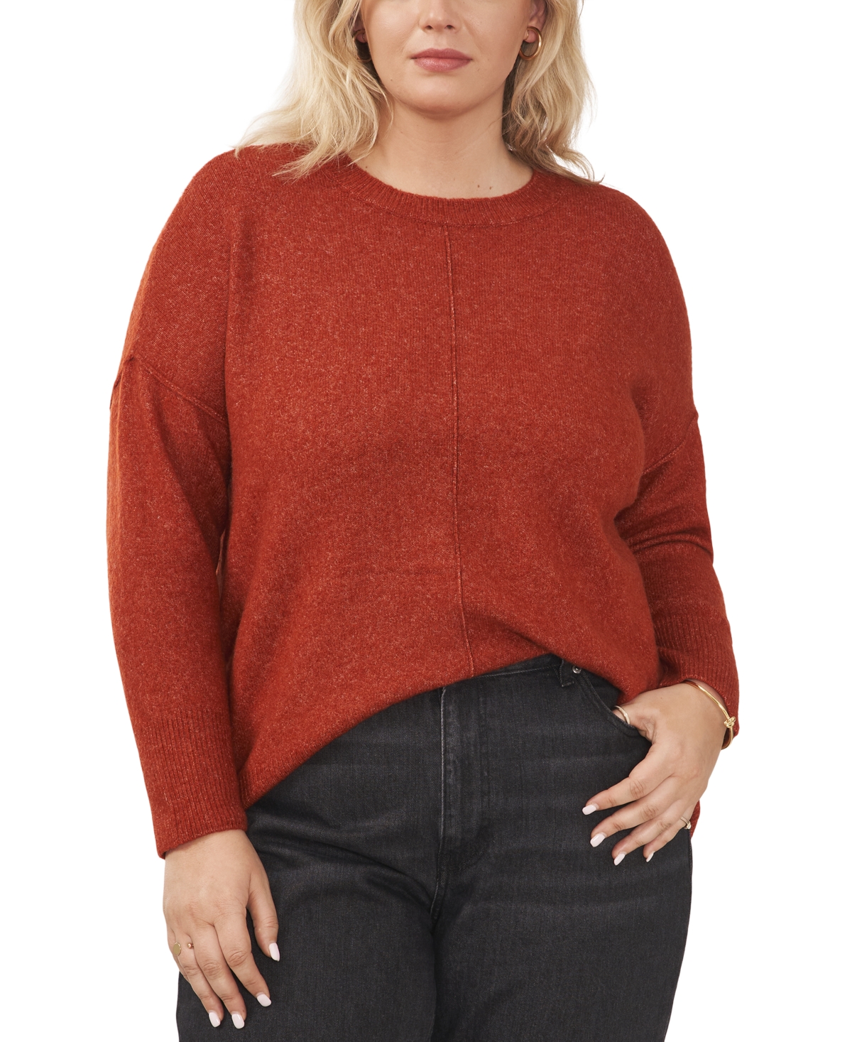 Click here for Vince Camuto Plus Size Cozy Crewneck Long-Sleeve E... prices