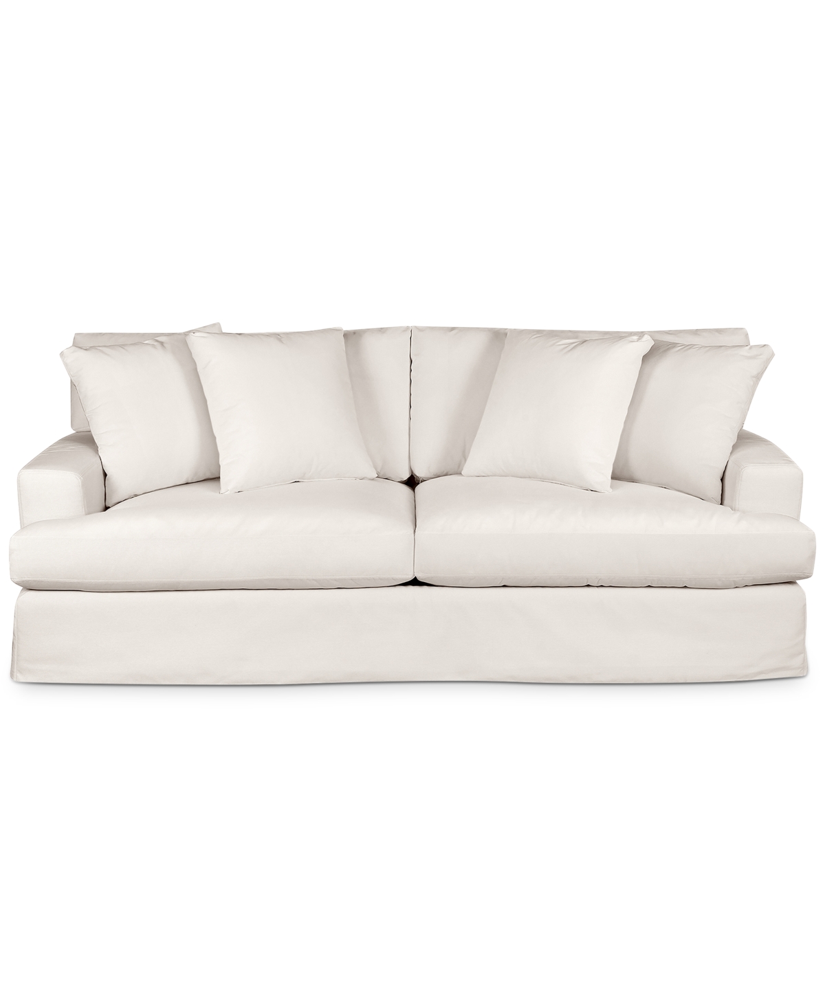 Macy's Brenalee 93" Performance Fabric Slipcover Sofa With Four Pillows ...