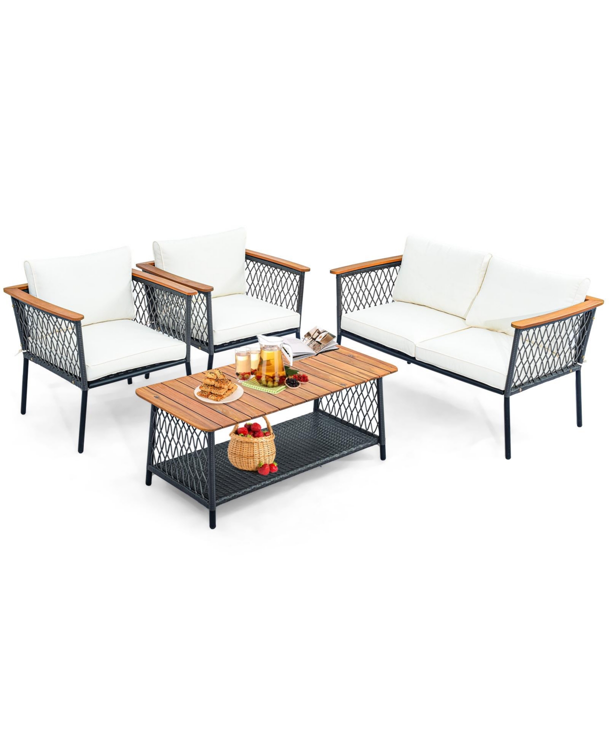 Click here for Slickblue 4 Piece Patio Rattan Furniture Set with... prices