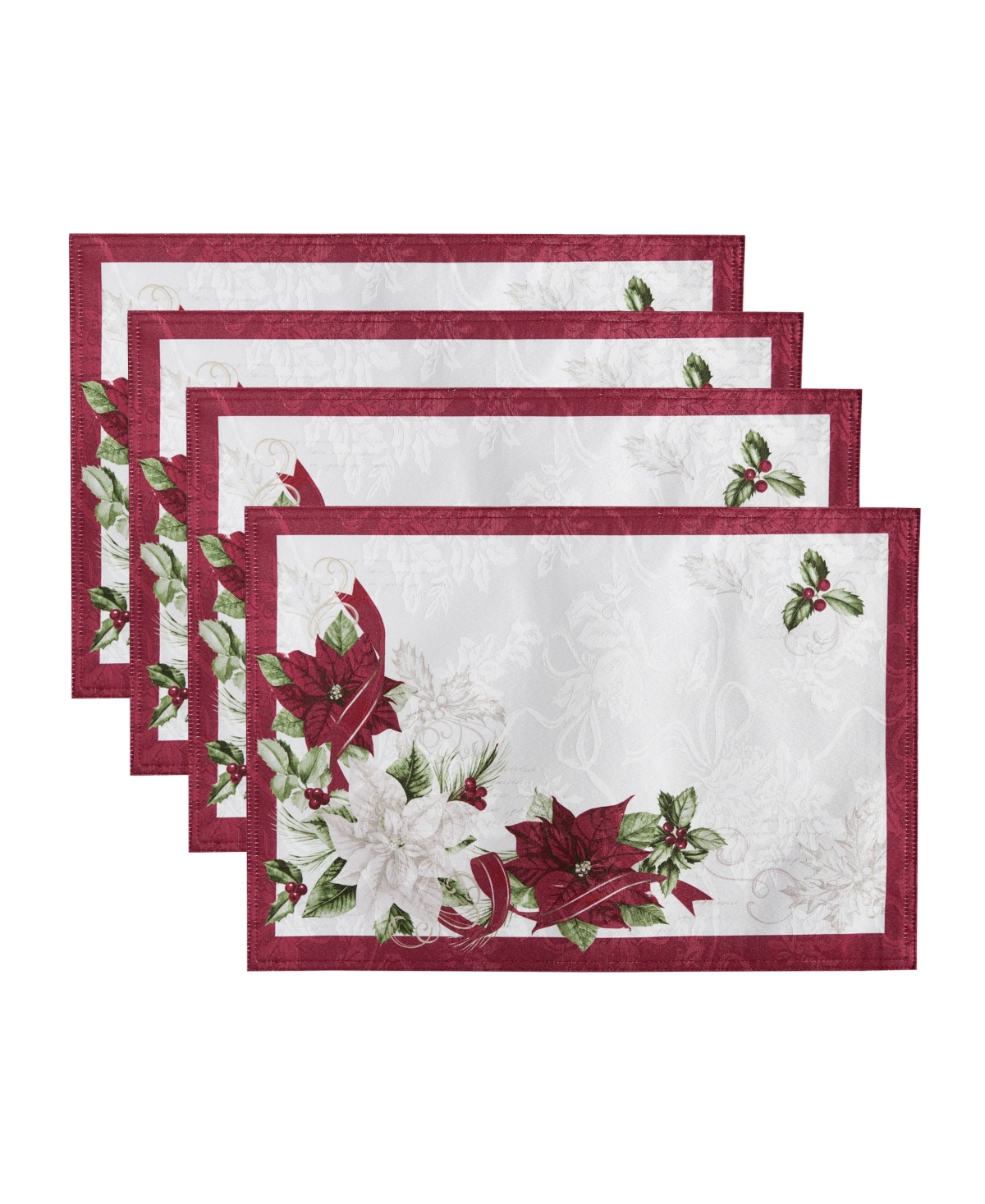 Click here for Elrene Clarette Poinsettia Holiday Fabric Placemat... prices