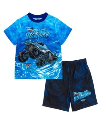 Monster Jam Toddler Boys Pullover Pajama Shirt and Shorts Sleep Set to ...