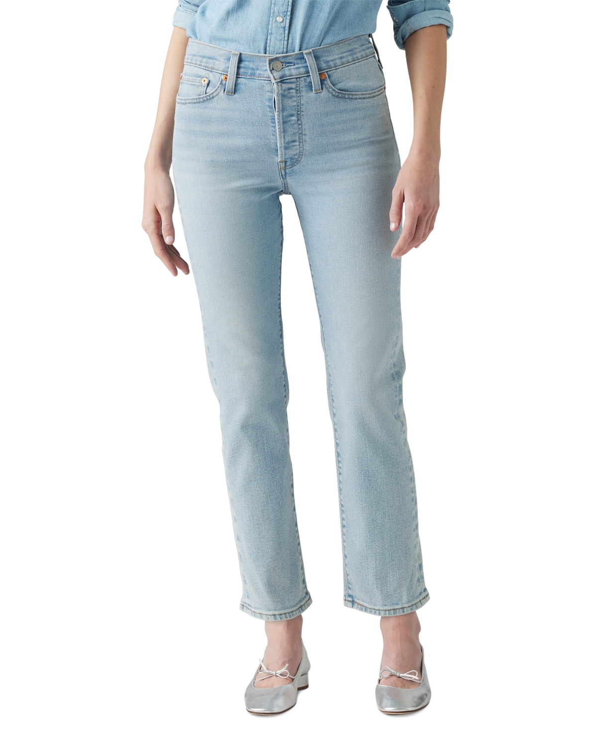 Click here for Levis Womens Wedgie Straight-Leg High Rise Cropped... prices