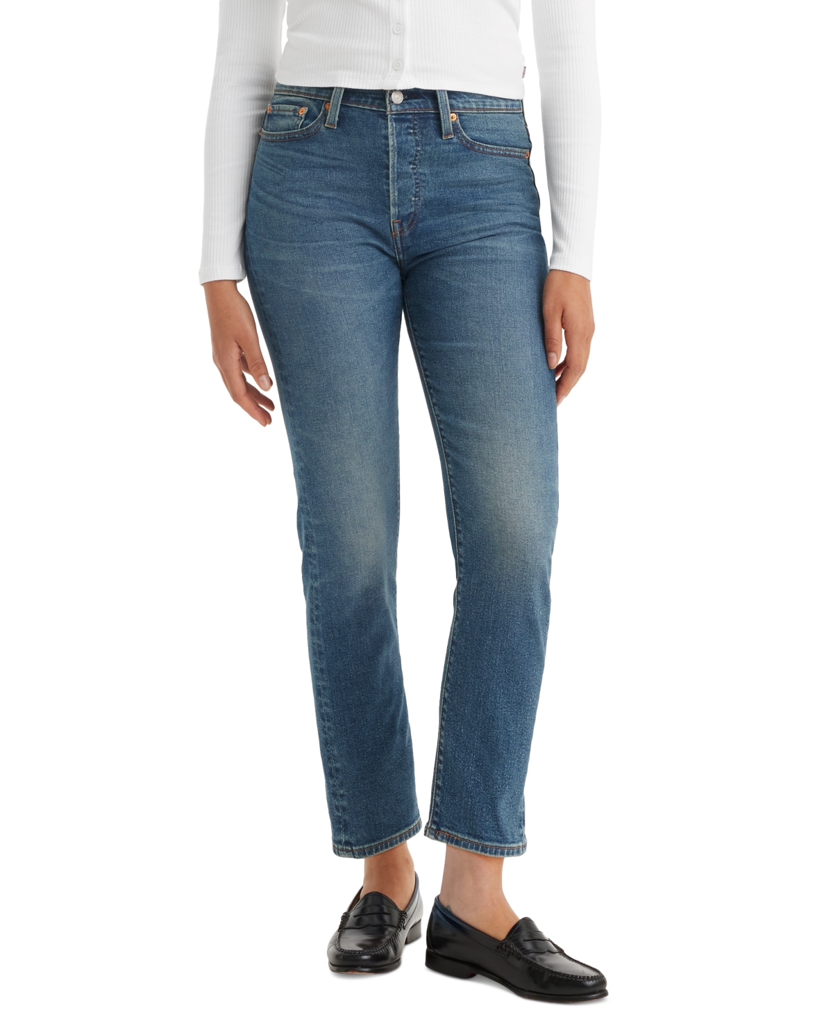 Click here for Levis Womens Wedgie Straight-Leg High Rise Cropped... prices