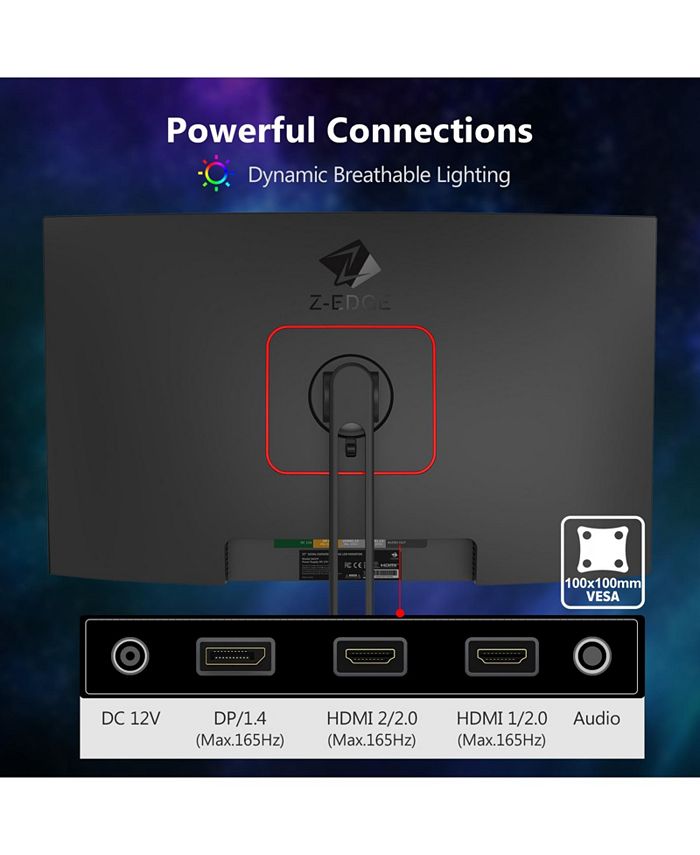 Z-EDGE 27 inch 1080P Full HD 165Hz 1ms Curved Gaming Monitor, FreeSync ...