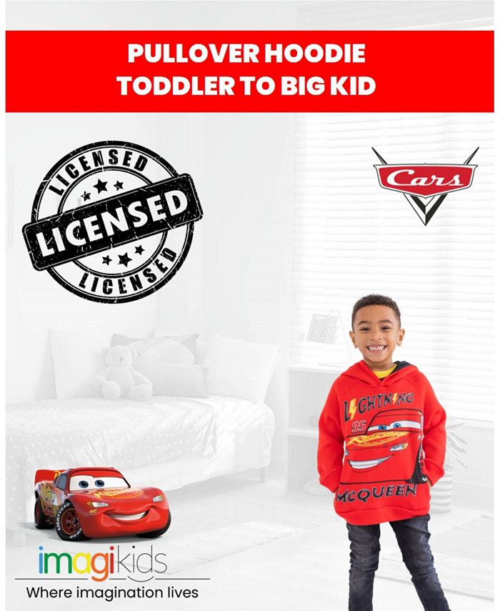 Disney Boys Pixar Cars Lightning McQueen Fleece Pullover Hoodie to - Macy's