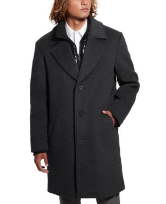 GUESS Men's Wool Blend Coat with Removable Quilted Bib - Macy's
