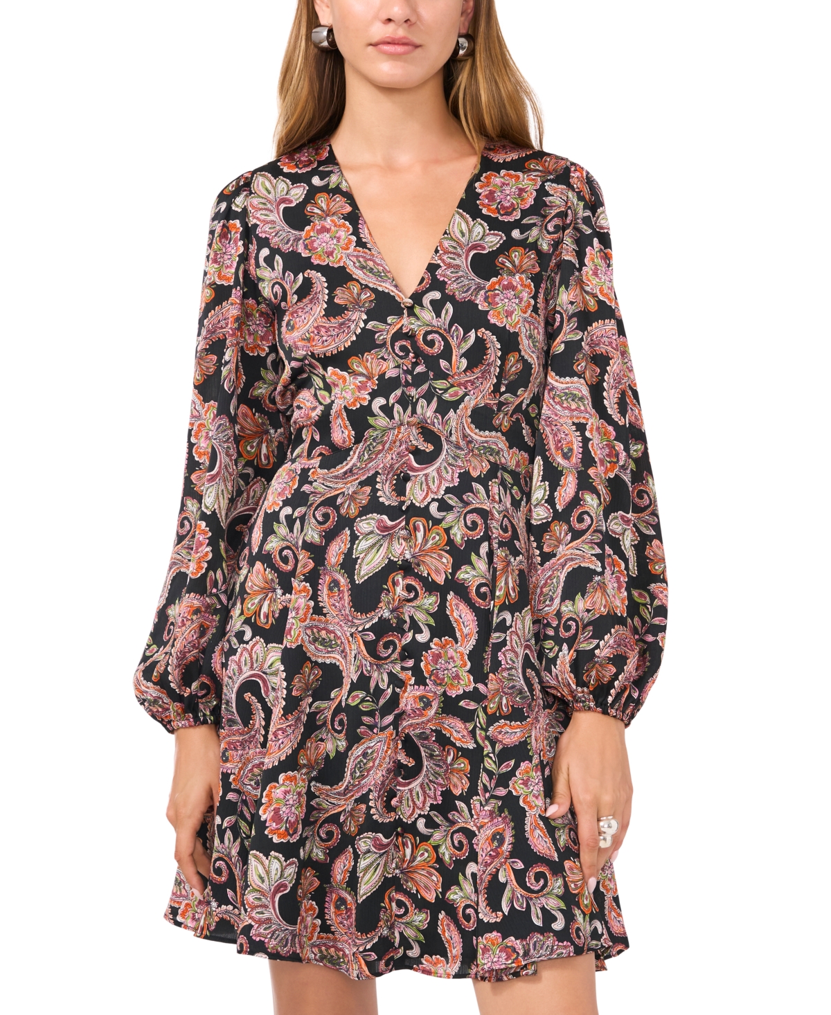 Click here for 1.state Womens Long-Sleeve V-Neck Mini Dress - Ric... prices