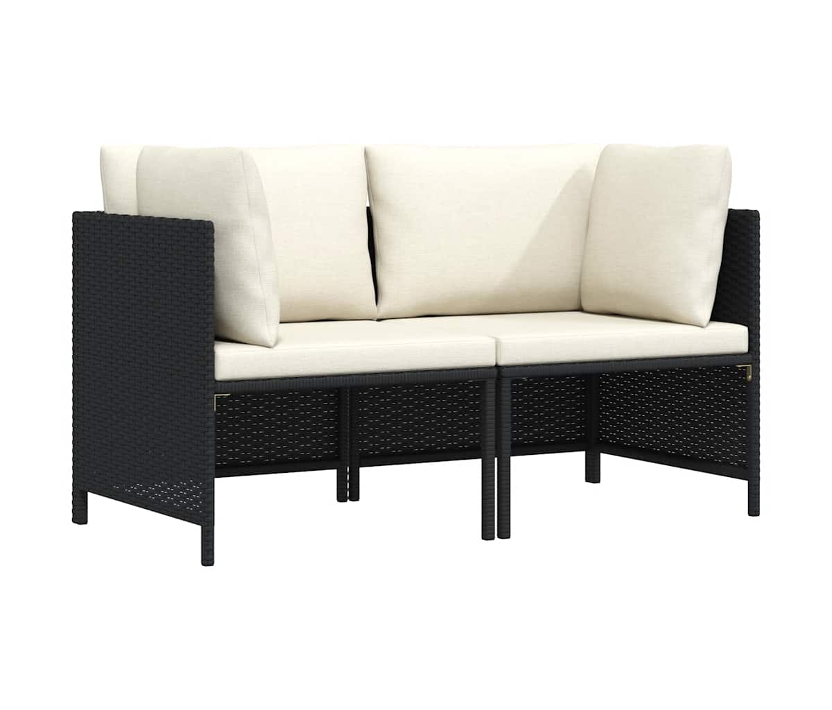 Click here for vidaXL 2-Seater Patio Sofa with Cushions Black Pol... prices
