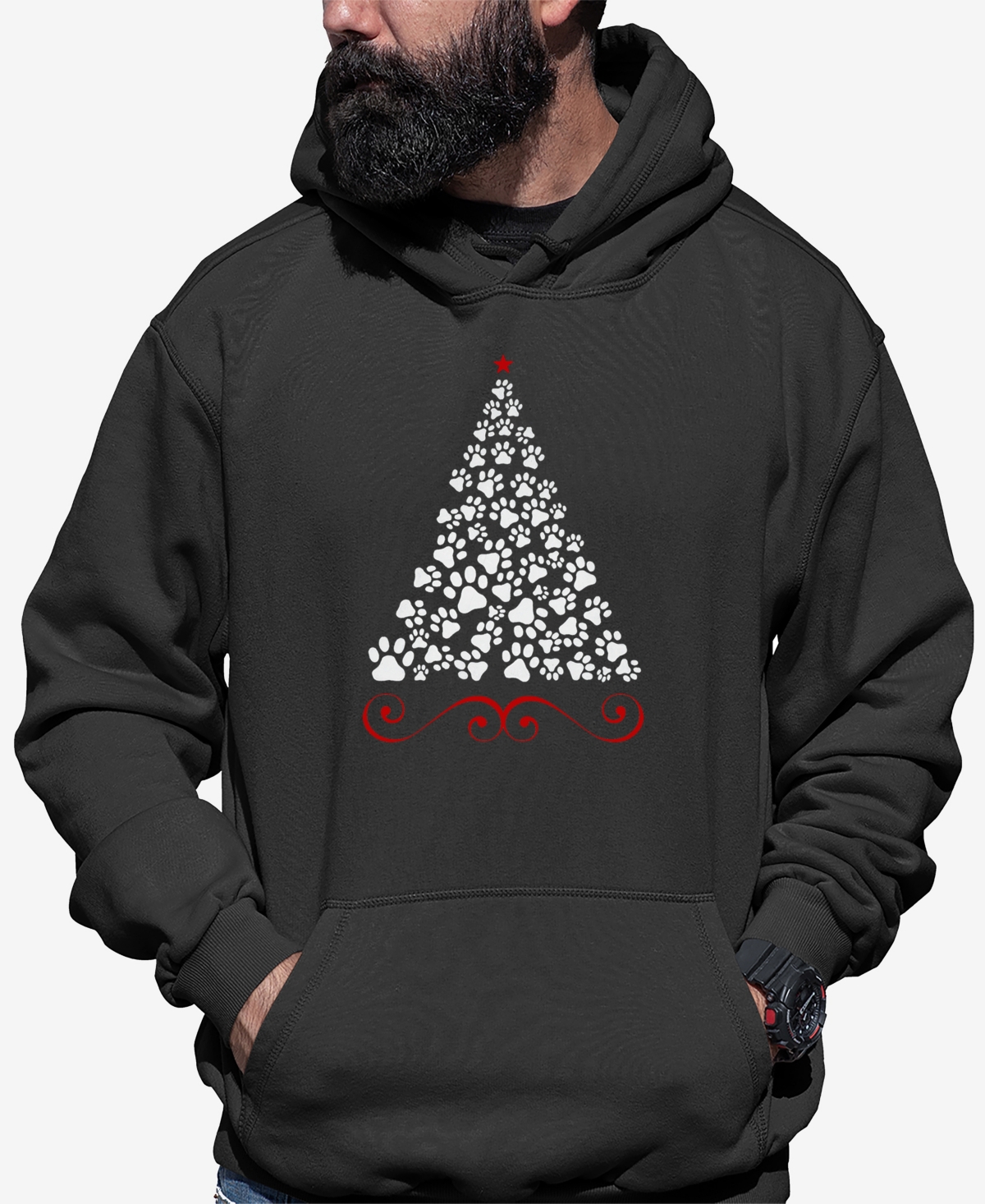 Click here for La Pop Art Mens Paw Christmas Tree Word Art Hooded... prices