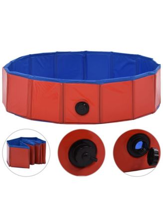 vidaXL Foldable Dog Swimming Pool Red 31.5"x7.9" PVC - Macy's