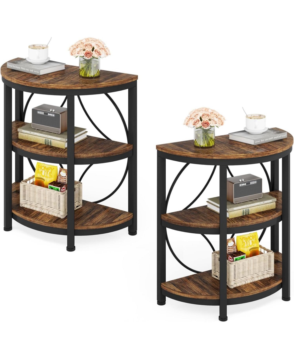 Click here for Tribesigns Half Round End Table  3-Tier Narrow Sid... prices
