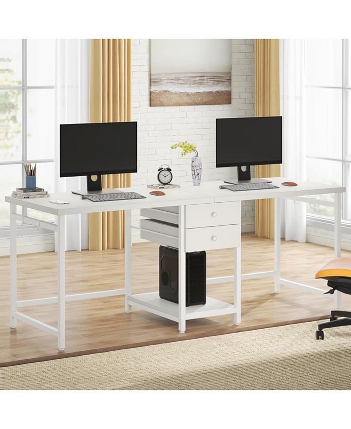 Tribesigns 79 Inch Extra Long Desk, Double Desk with 2 Drawers, Two ...