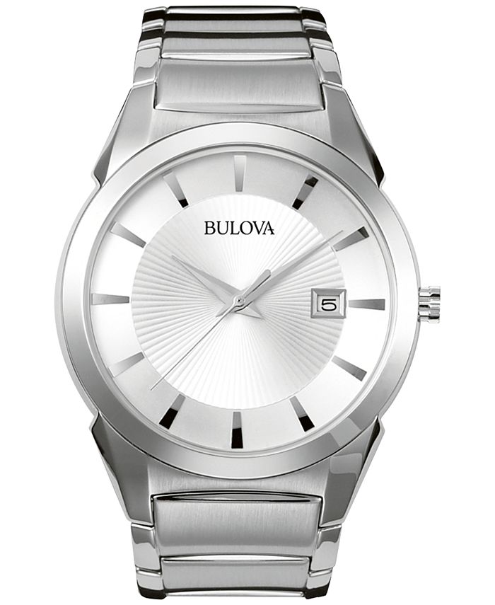 Bulova Men's Stainless Steel Bracelet Watch 38mm 96B015 - Macy's
