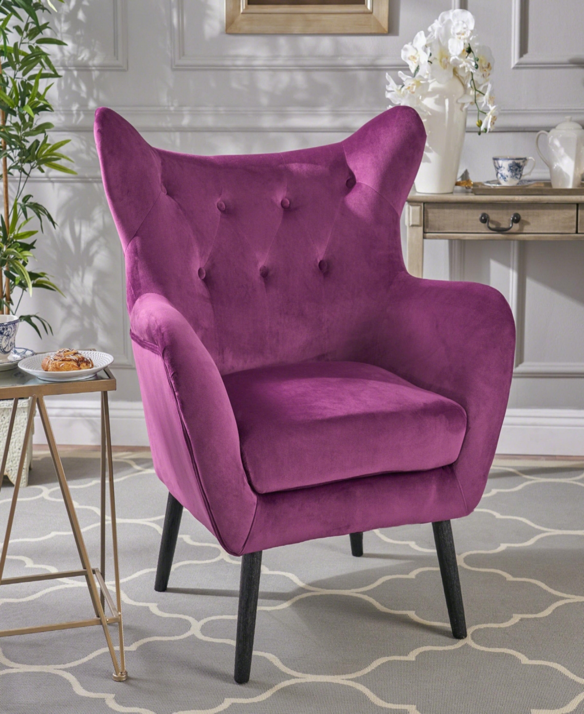 Click here for Streamdale Alyssa Mid-Century Velvet Arm Chair Com... prices