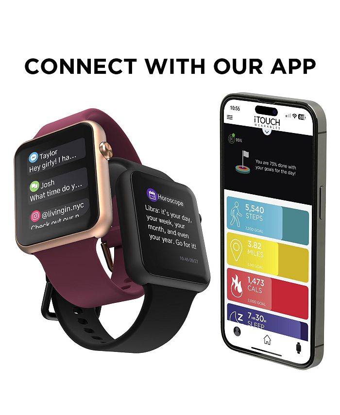 iTouch Air 4 Unisex Black and Gray Silicone Smartwatch 46mm - Macy's