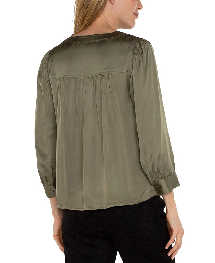 Liverpool Los Angeles Women's Long-Sleeve Pleated Top - Macy's