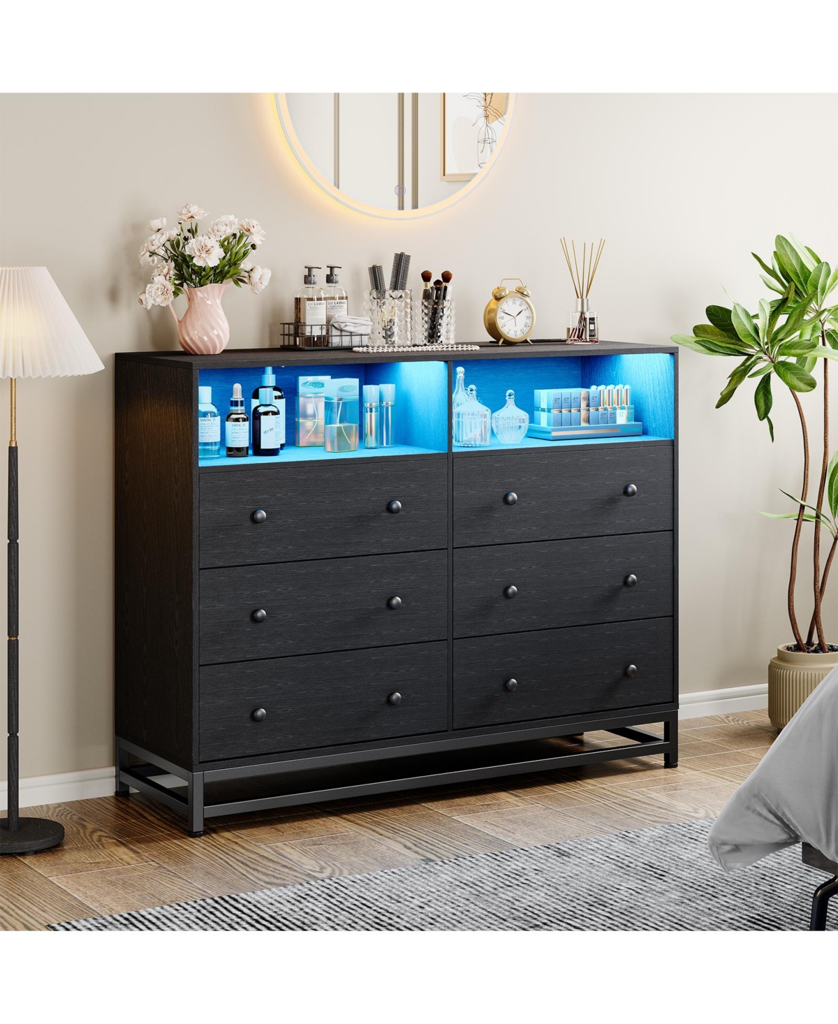 Click here for gaomon Modern 6-Drawer Dresser with Led Lights and... prices