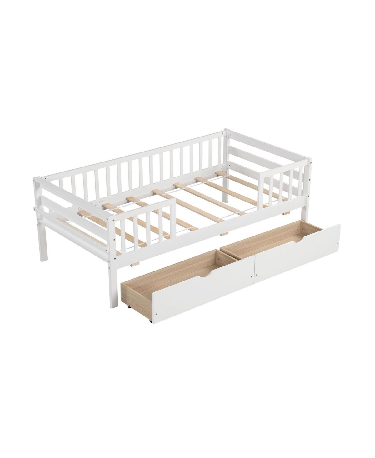 Click here for Twin Daybed with Fence and 2 Drawers Kids Bed for... prices