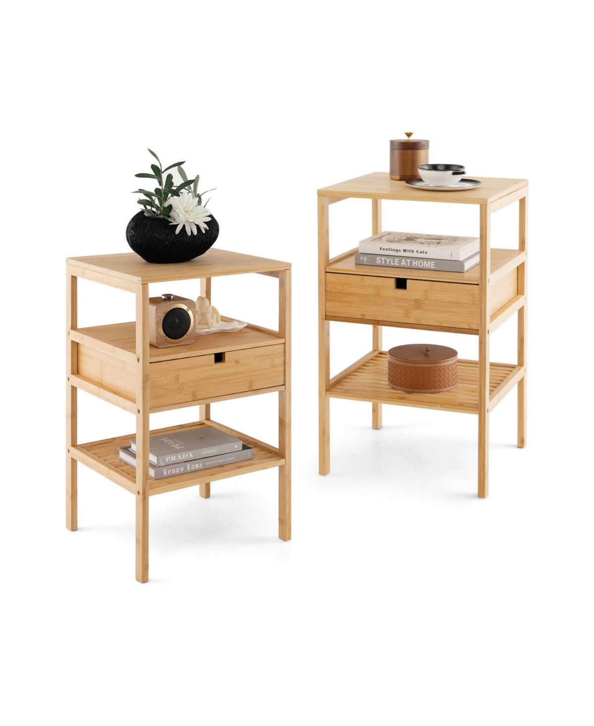 Click here for Skonyon Nightstand Set of 2 Bamboo End Table with... prices