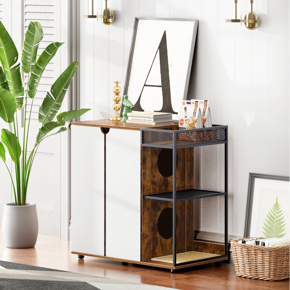 Click here for Streamdale Rustic Brown Cat Litter Cabinet - White... prices