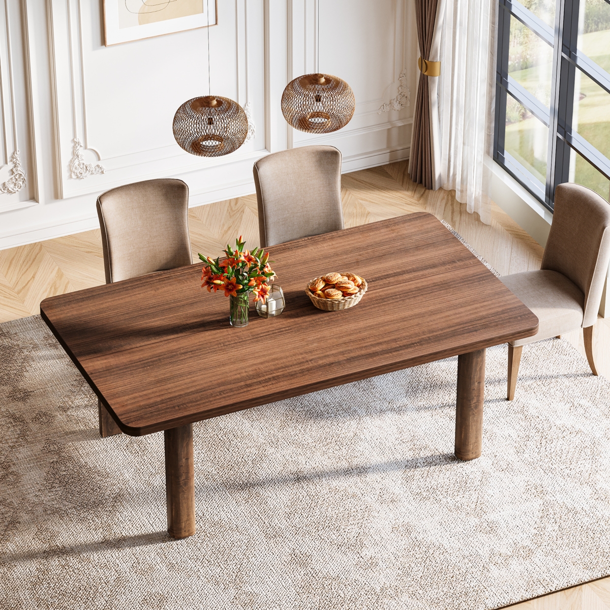 Click here for Tribesigns Wood Dining Table for 4-6 People  63-In... prices