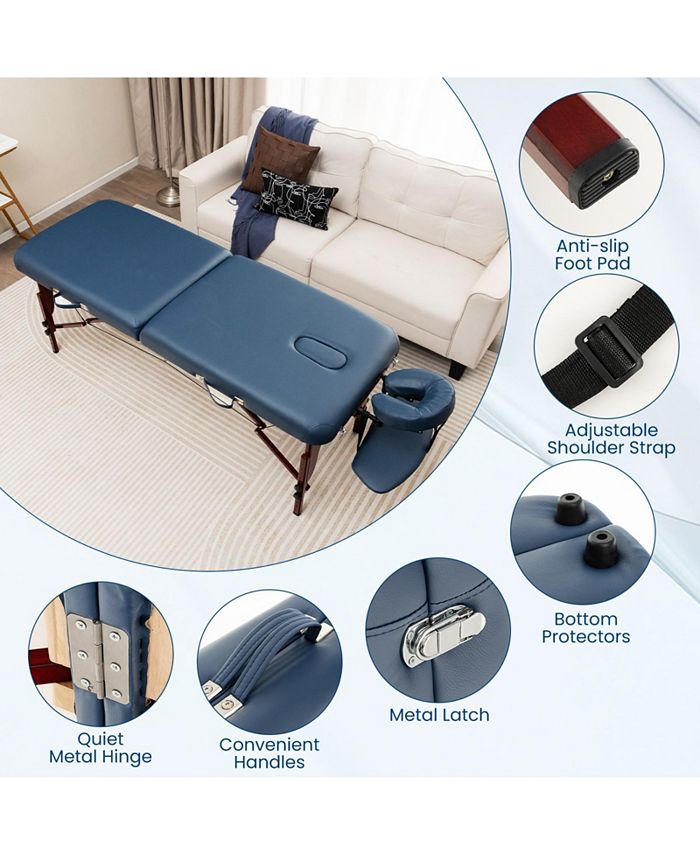 SUGIFT Portable Folding Massage Table with Carrying Case-Navy - Macy's