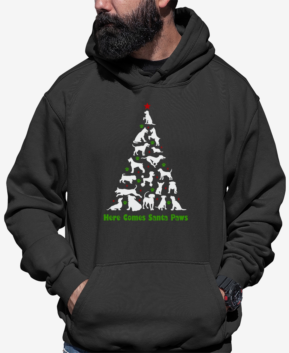 Click here for La Pop Art Mens Here Comes Santa Paws Word Art Hoo... prices