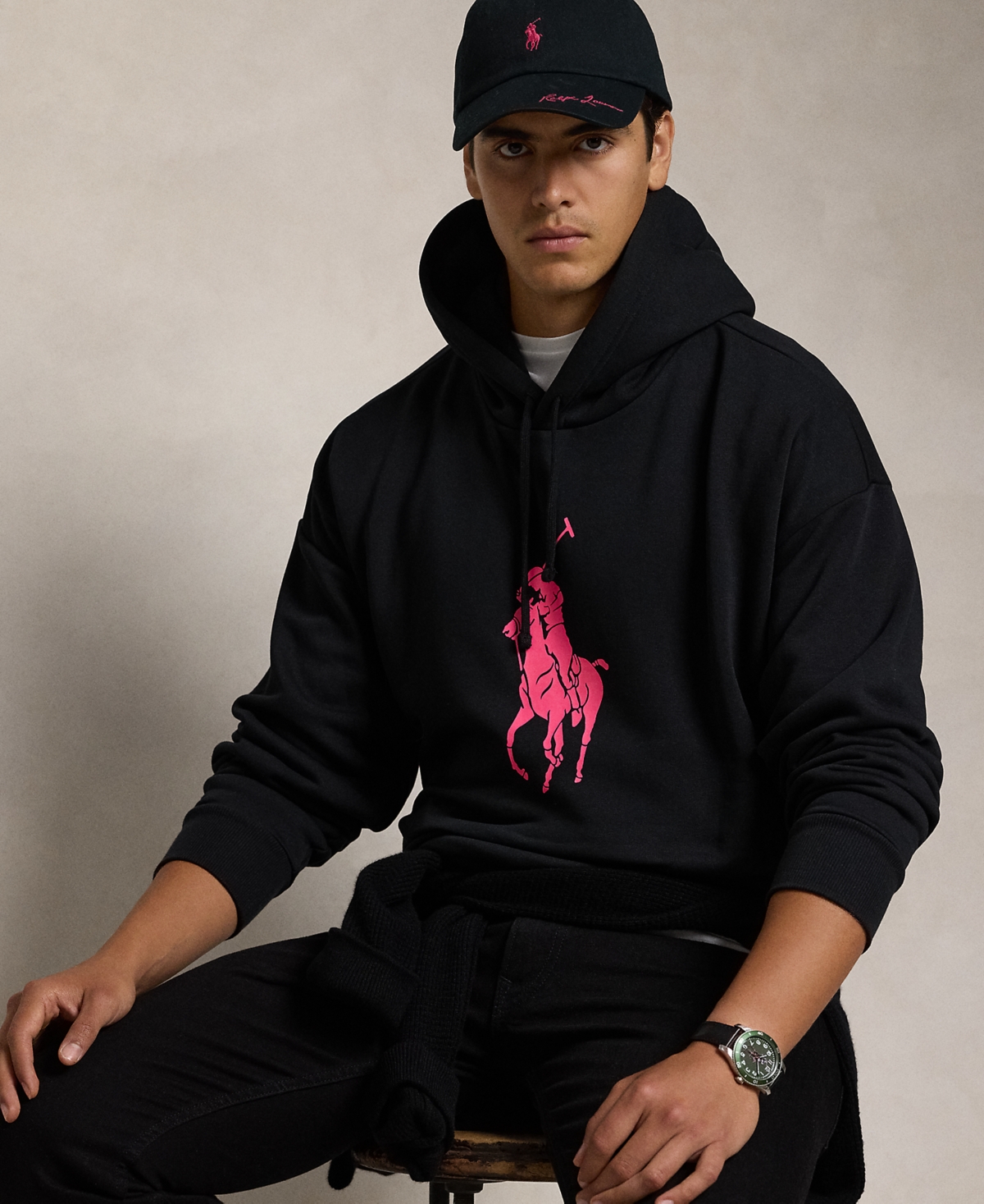 Click here for Polo Ralph Lauren Mens Pink Pony Relaxed-Fit Hoodi... prices