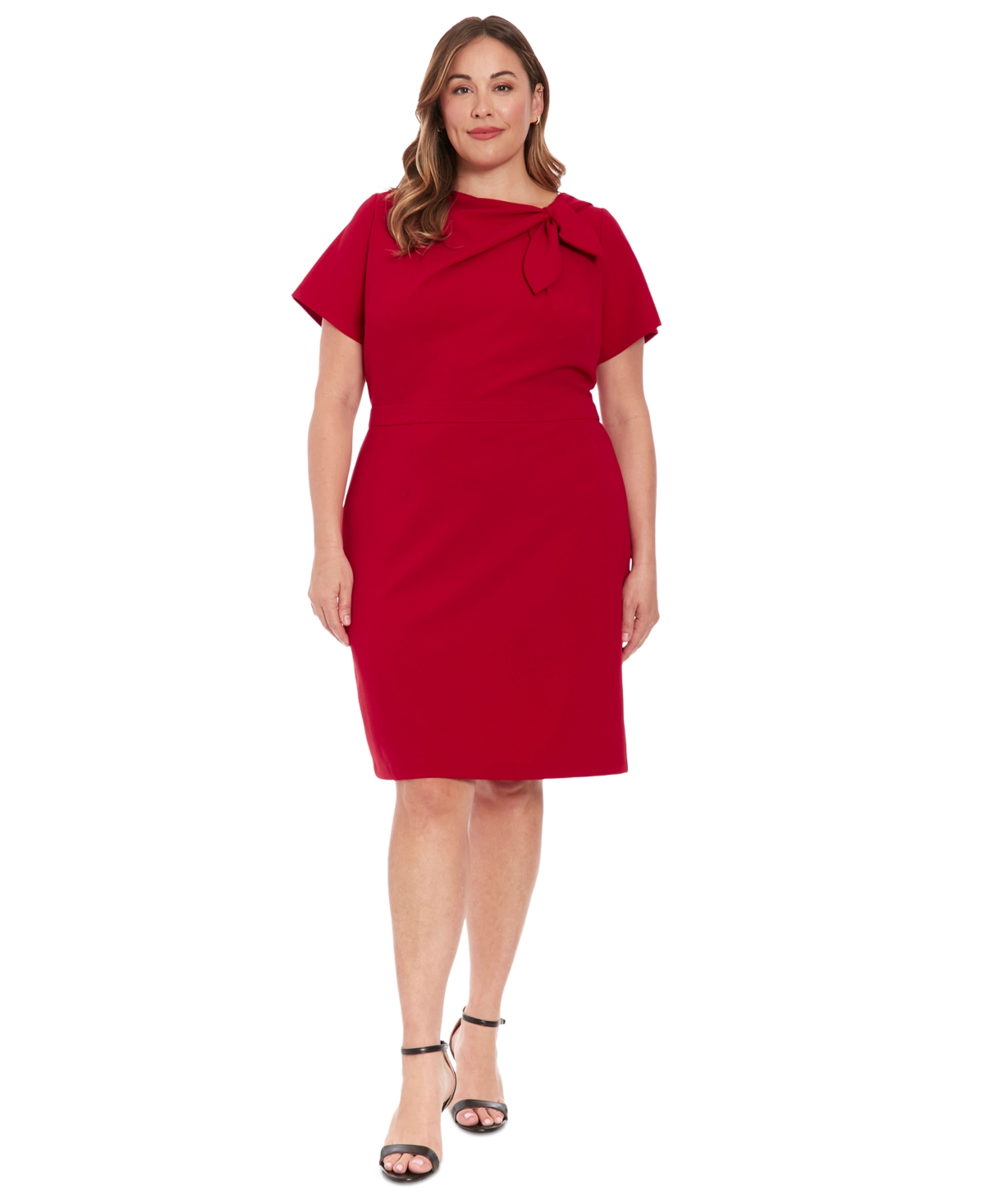 Click here for London Times Plus Size Bow-Neck Sheath Dress - Chi... prices