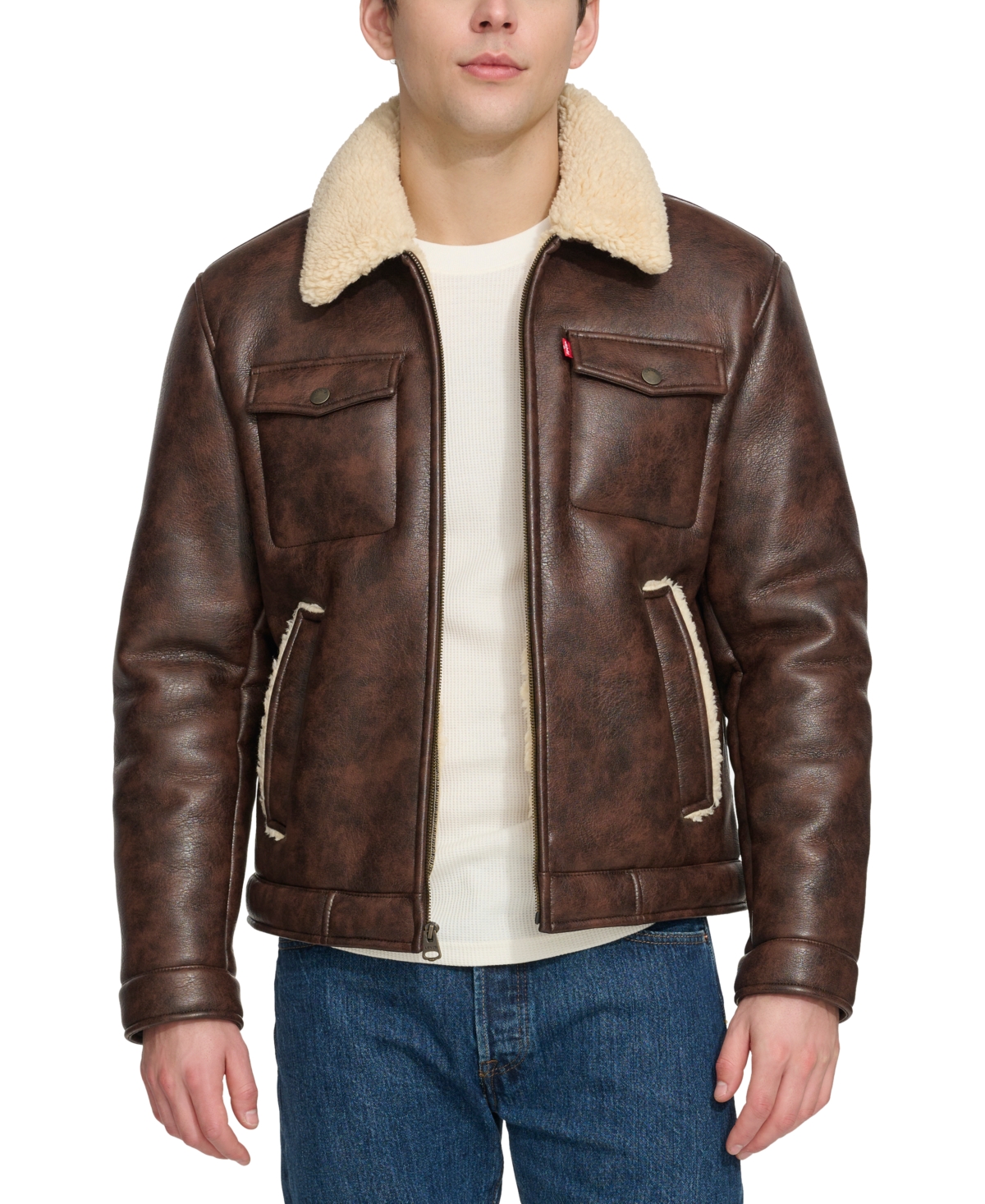 Click here for Levis Mens Faux-Shearling Full-Zip Trucker Jacket... prices