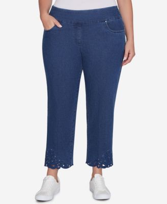 Ruby Rd. Plus Size Extra Stretch Denim Ankle Jean with Cutout Hem - Macy's