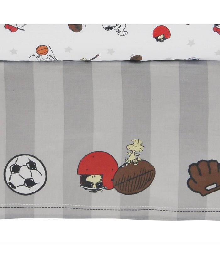 Bedtime Originals Snoopy Sports Gray/Blue/Yellow/Red 3-Piece Nursery ...
