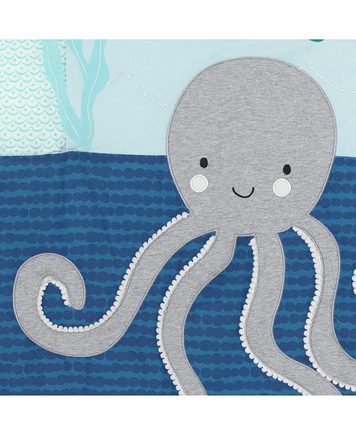 Lambs & Ivy Oceania Blue/Gray/White Whale with Octopus and Fish ...