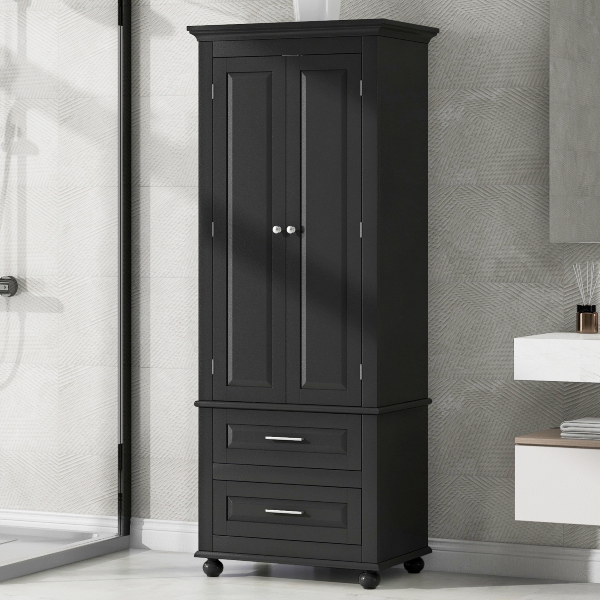 Click here for Tall Storage Cabinet with Two Drawers for Bathroom... prices