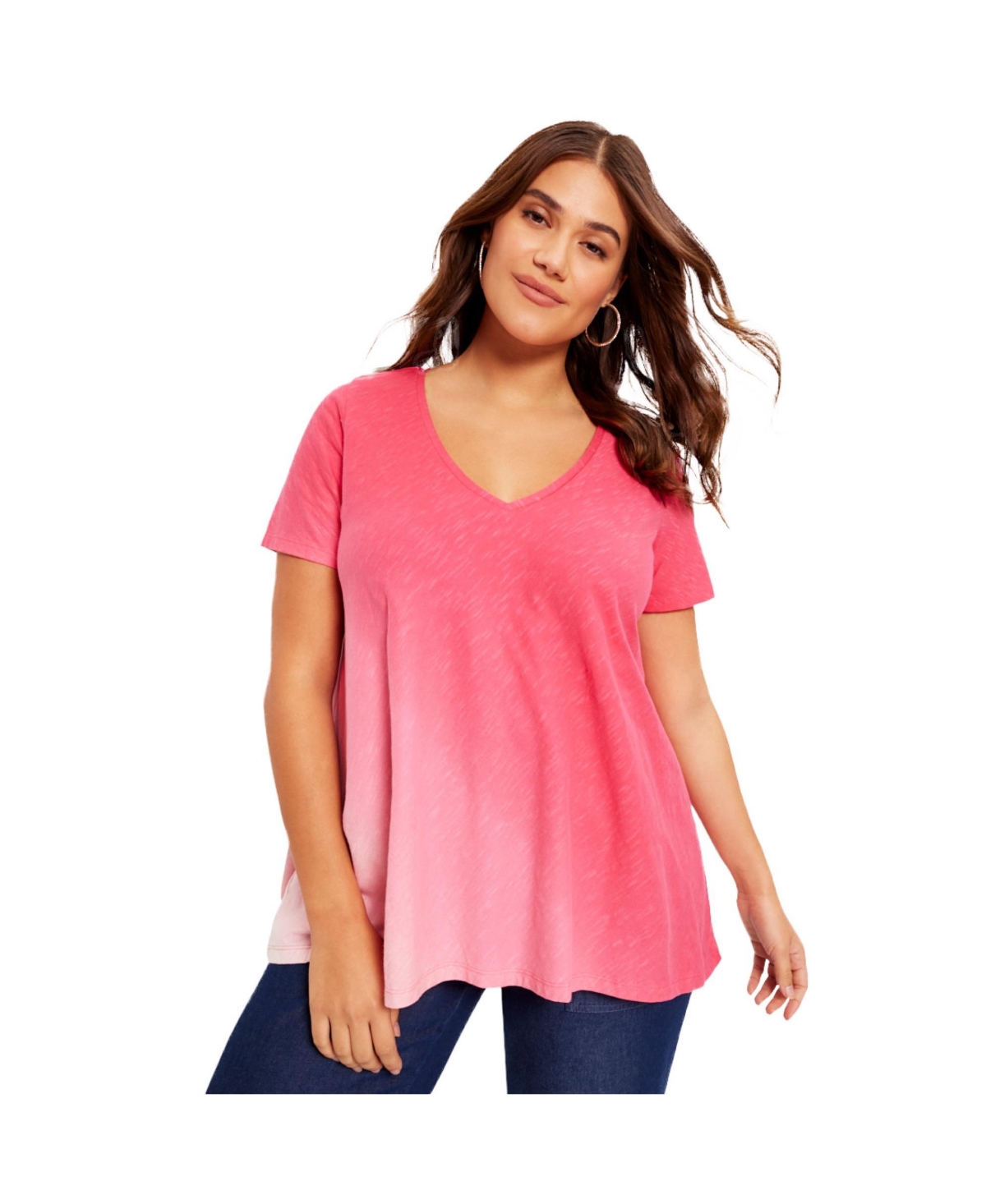 Click here for June + Vie Plus Size June + Vie V-Neck Ombre Tee -... prices