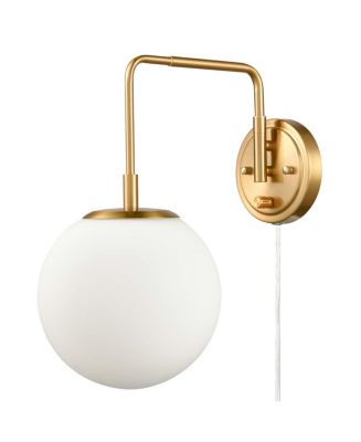 MOOSE Plug-in Brass Wall Sconce Opal Globe Glass Modern Wall Sconce ...
