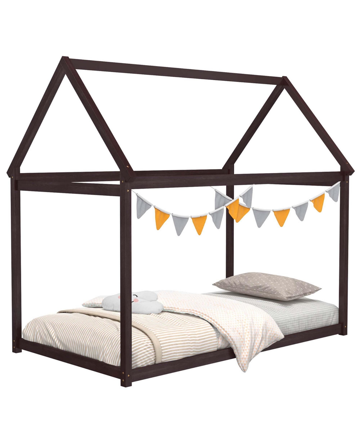 Click here for Costway Twin House Bed Wood Frame with Roof for Ki... prices