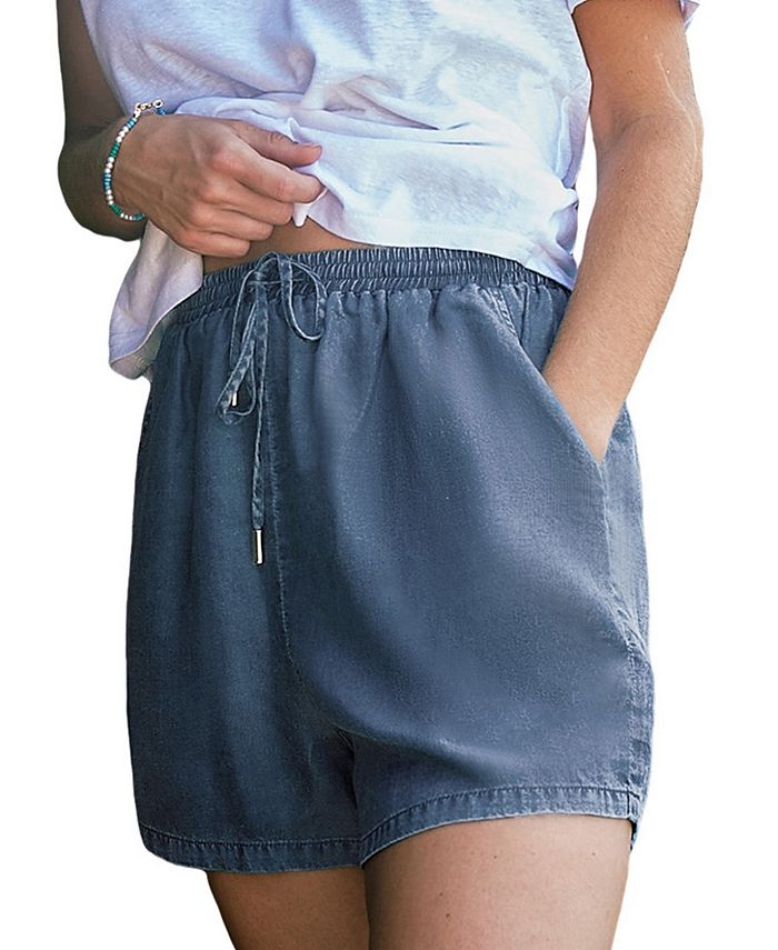 CUPSHE Women's Chambray Drawstring Shorts - Macy's