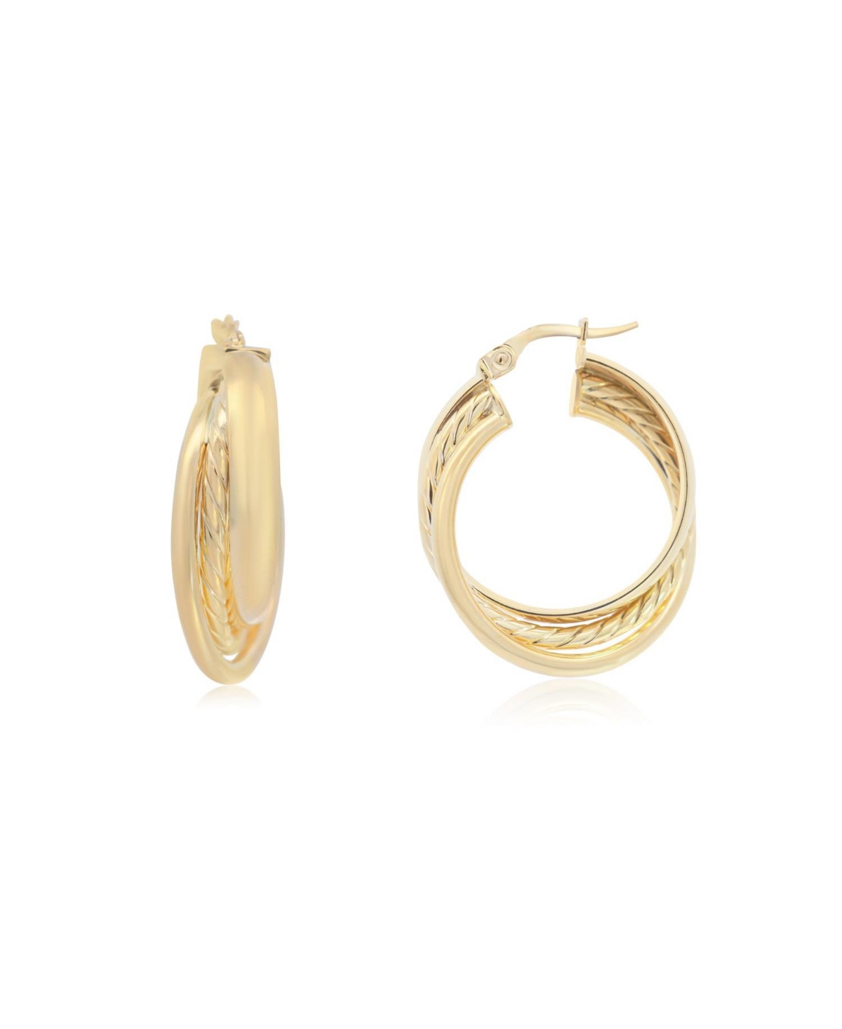 Click here for The Lovery Triple Braided Gold Hoops 14K Gold - Go... prices